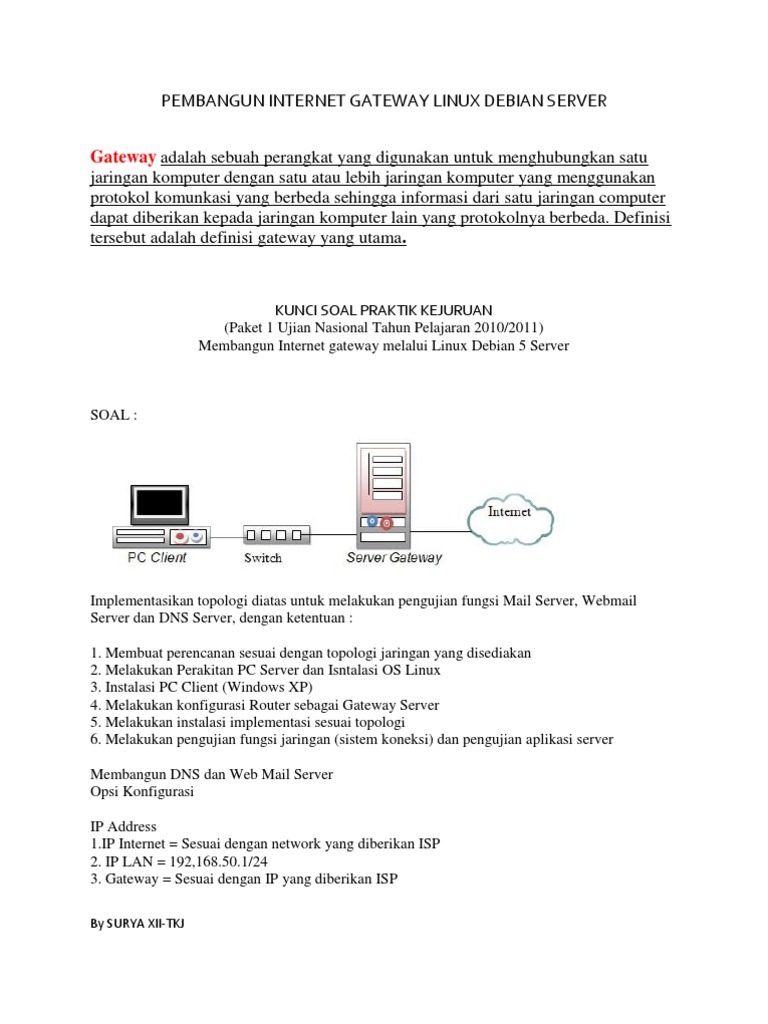 Pembangun Internet Gateway Linux Debian Server | PDF | Griya & Taman | Komputer