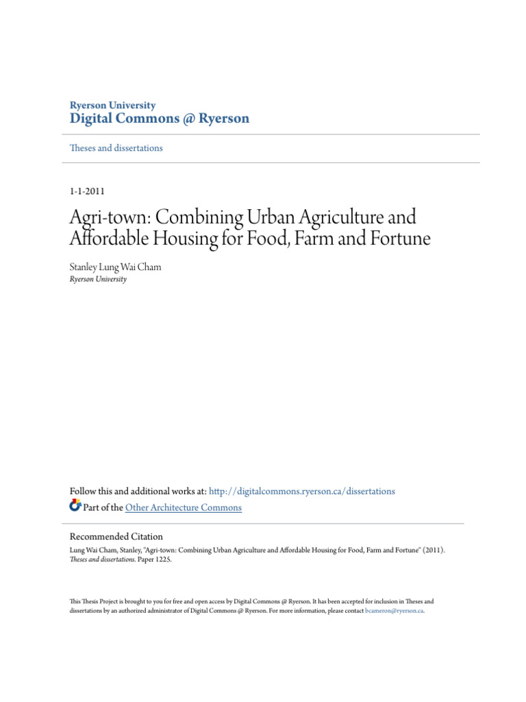 Agri-town: Urban Agriculture & Housing | PDF | Urban Agriculture | Thesis
