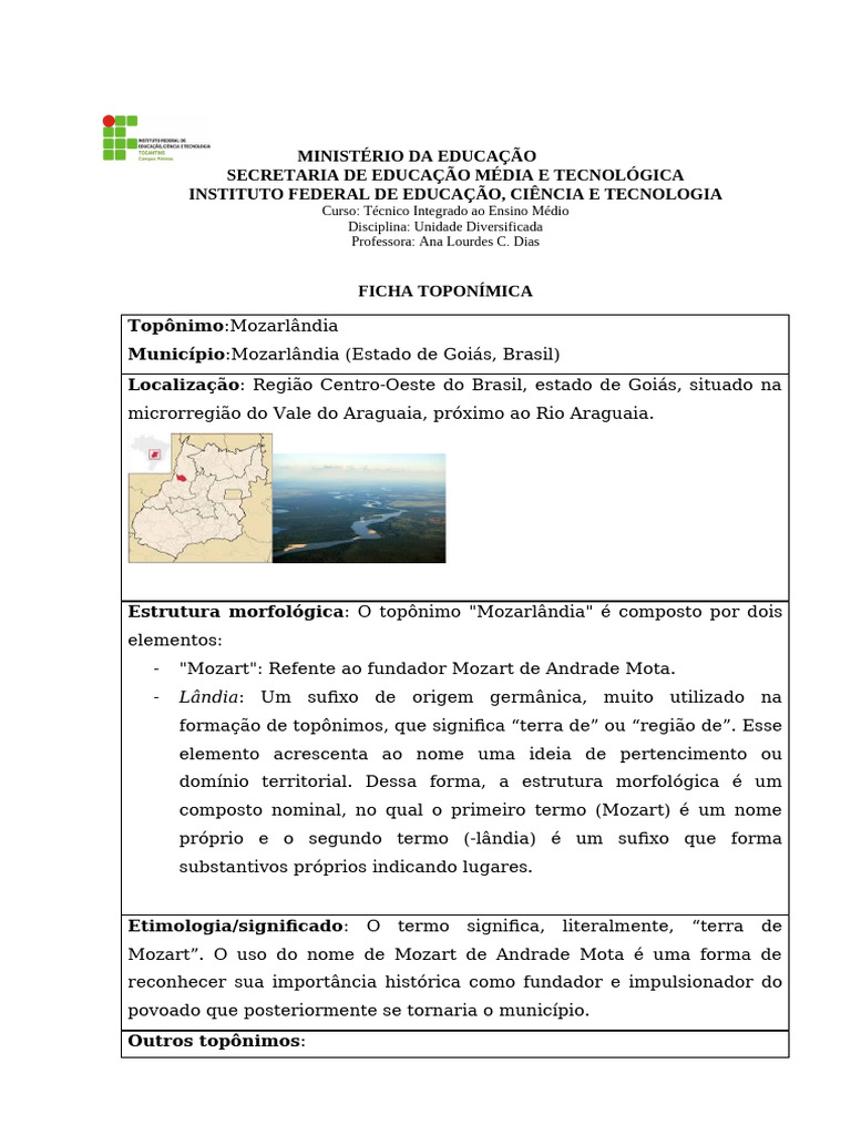 Ficha toponímica | PDF