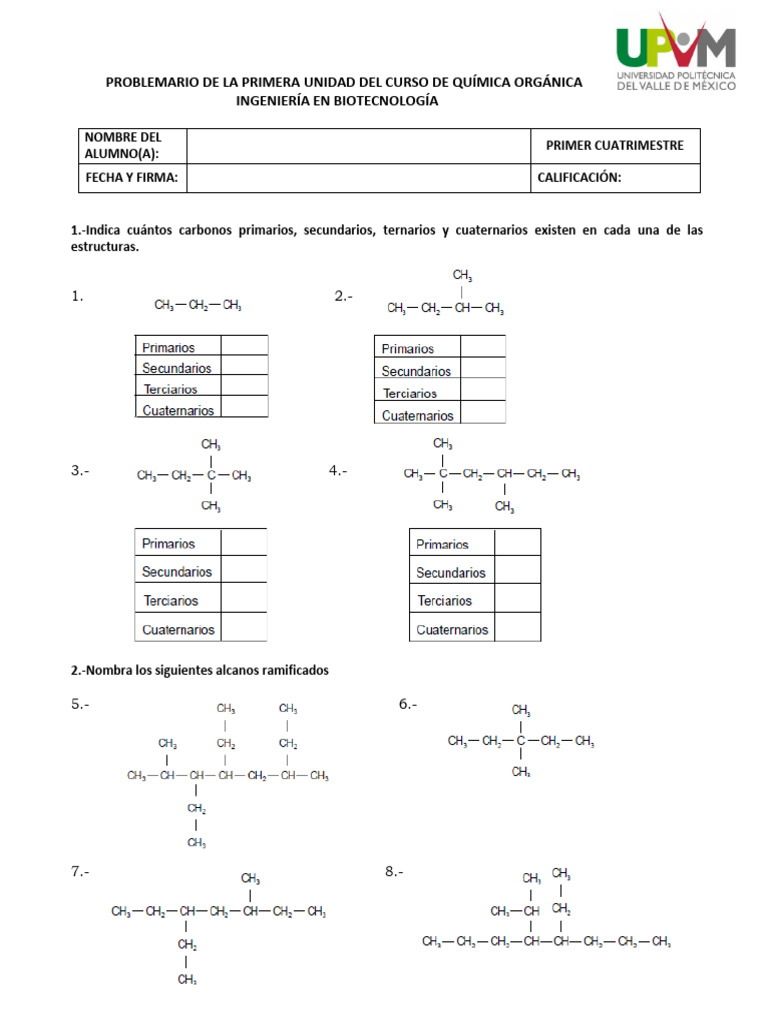Primer Problemario de Química Orgánica 2025-1 | PDF