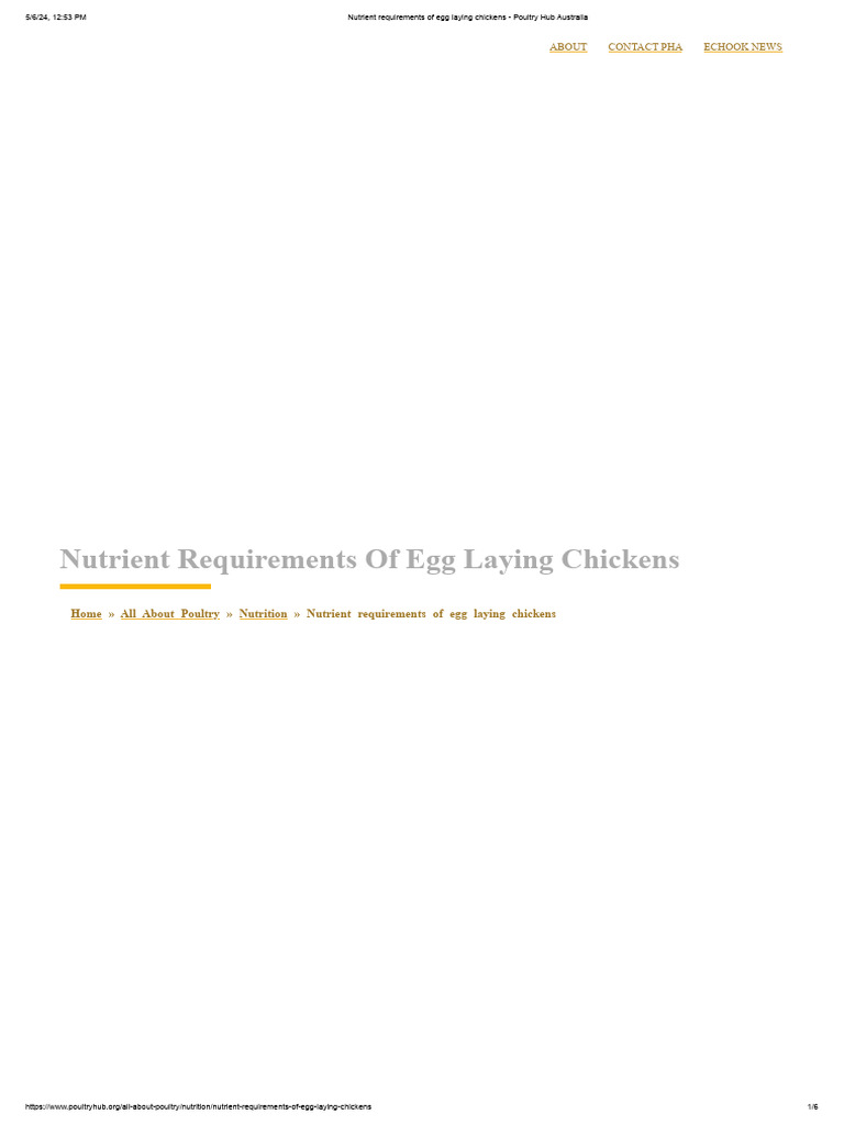 Nutrient requirements of egg laying chickens - Poultry Hub Australia ...