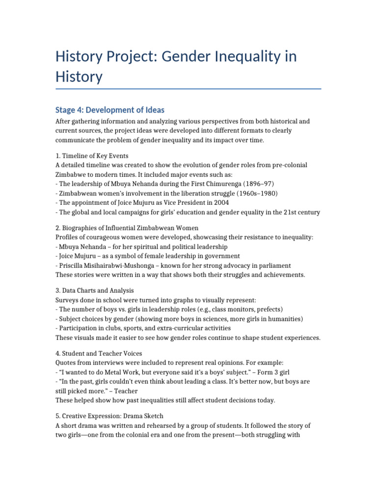 Gender Inequality History Project Stage4 and 5 | PDF | Gender | Gender ...