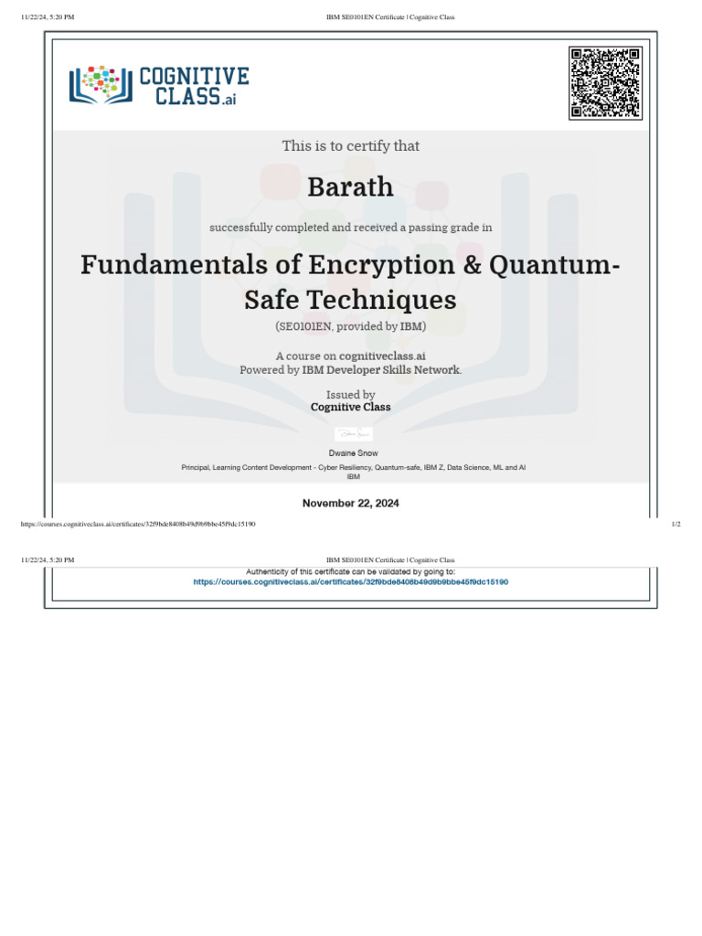 41120038_Barath C_Fundamentals of Encryption & Quantum-Safe Techniques | PDF