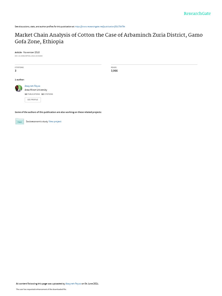 Market Chain Analysis of Cotton The Case of Arbaminch Zuria District ...