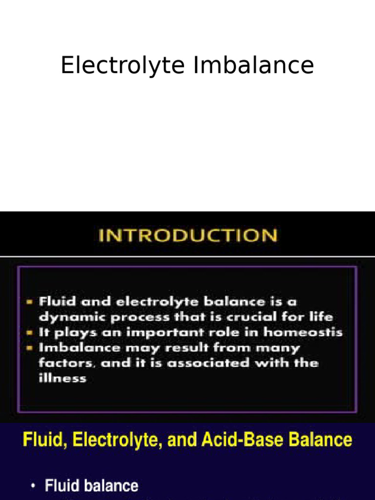 6. ELECTROLYTE IMBALANCE | PDF | Electrolyte | Physiology