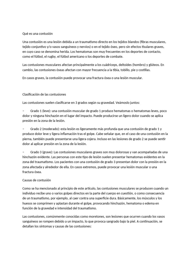 Contusiones: Tipos, Causas y Tratamiento | PDF | Masaje | Atrofia
