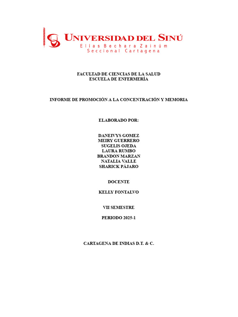 informe de concentracion y memoria dox | PDF | Memoria | Estrés (biología)