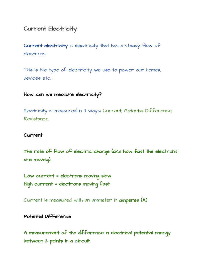 Understanding Current Electricity Basics | PDF