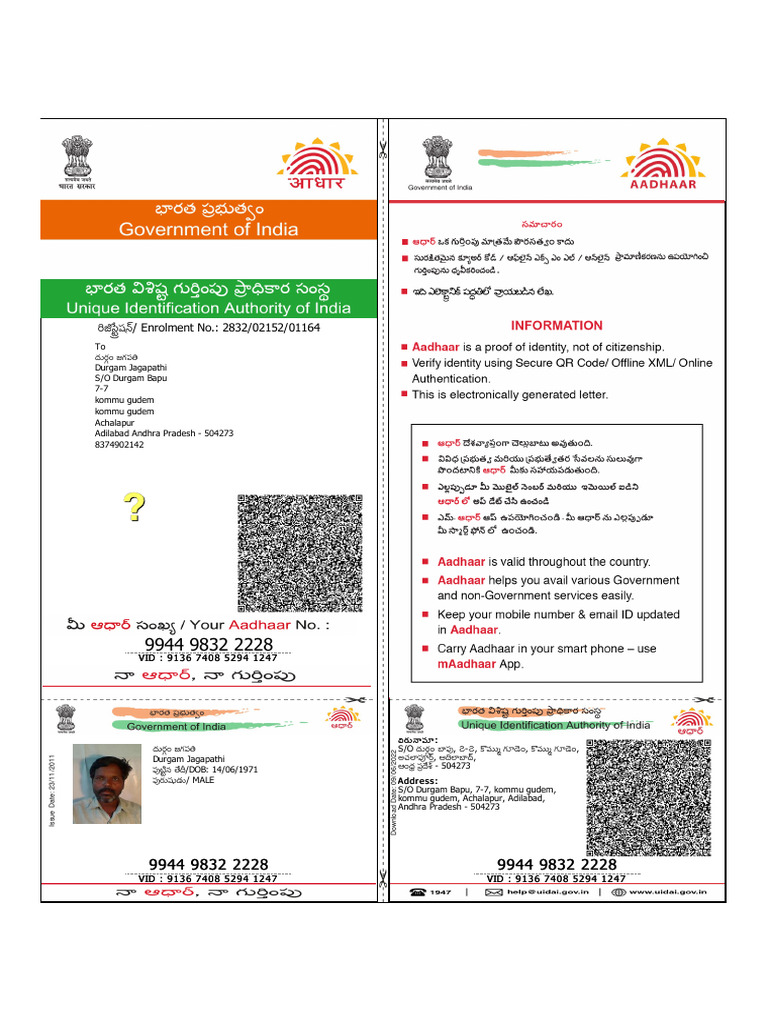 Unique Identification Document Details | PDF