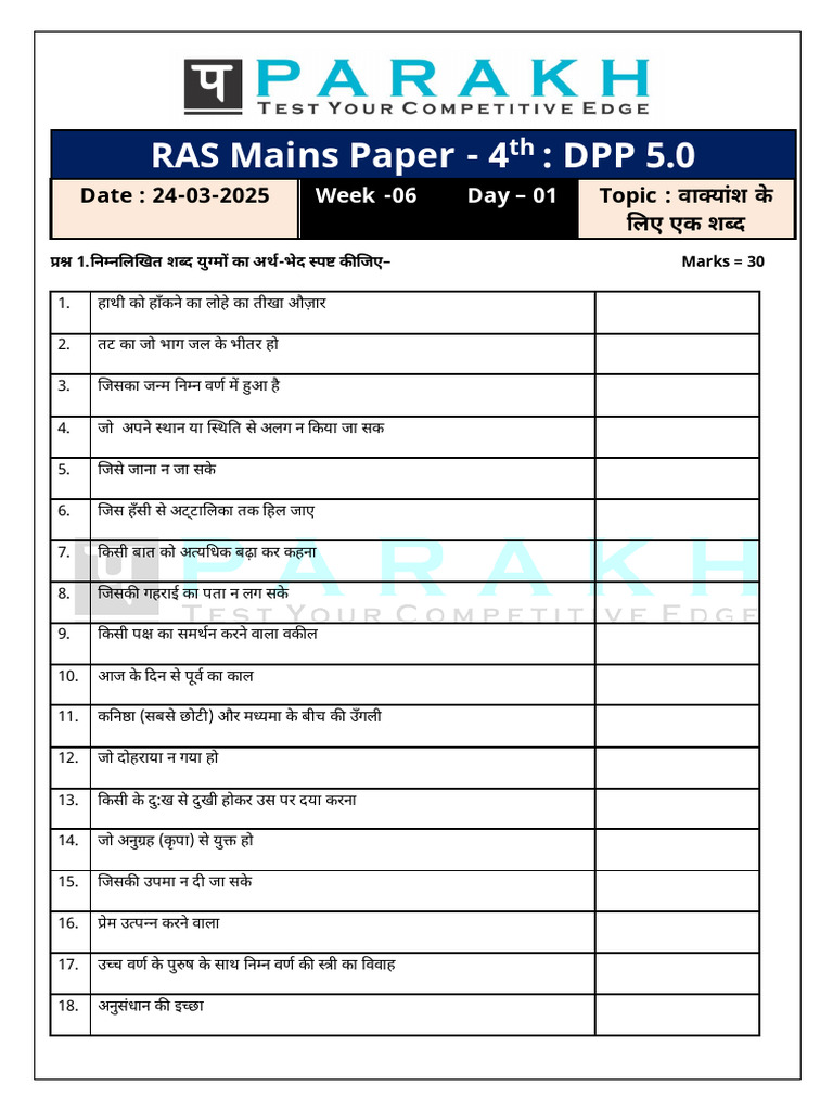Parakh Ras Question Paper Series 87 | PDF