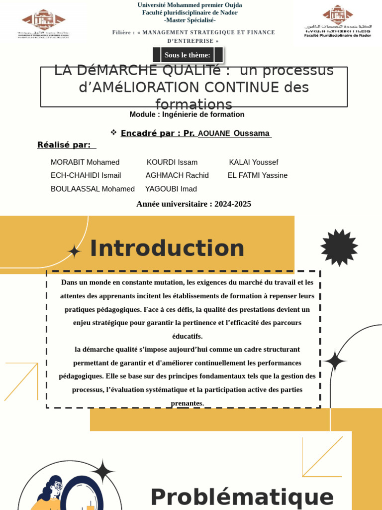 Exposé N°5 - La Démarche Qualité Un Processus D'amélioration Continue Des Formations | PDF ...