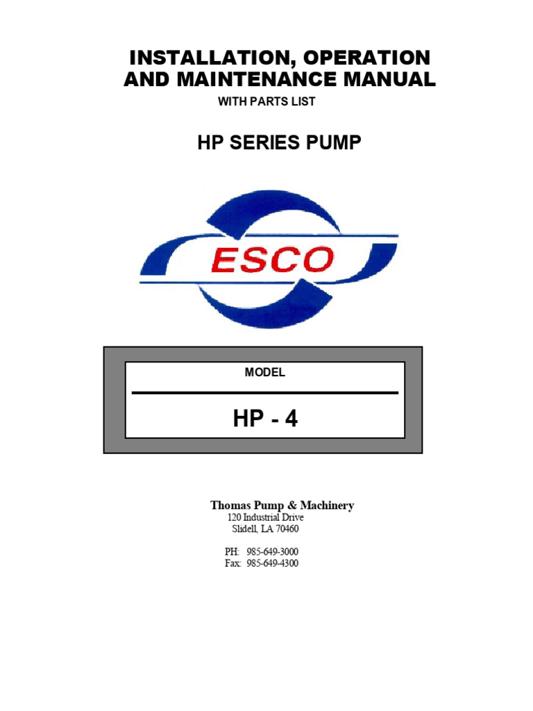 09) Esco HP-4 TPM Iom | PDF | Pump | Valve