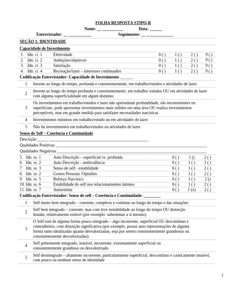 STIPO-R Scorer - Ficha em Braco 2 | PDF | Agressão | Relação sexual