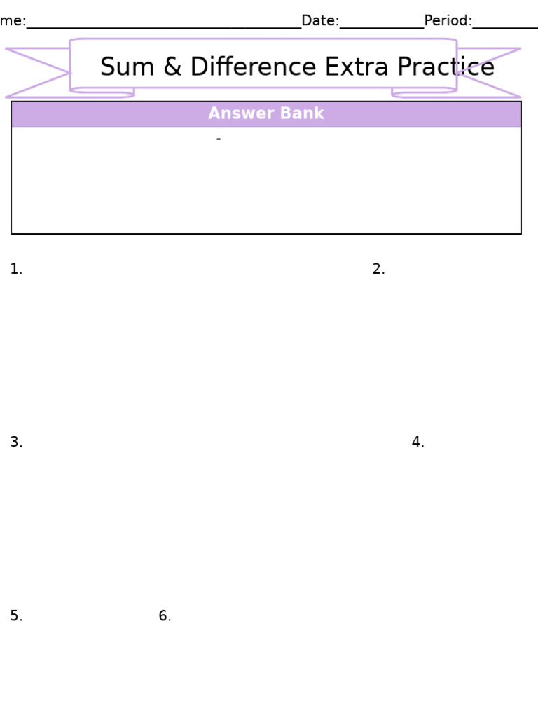 Sum Difference Identity Practice Pdf 3896