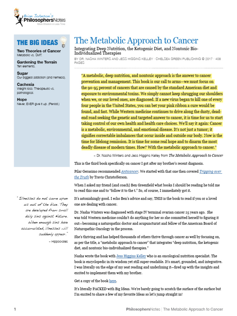 Metabolic Approach to Cancer Insights | PDF | Cancer | Mitochondrion