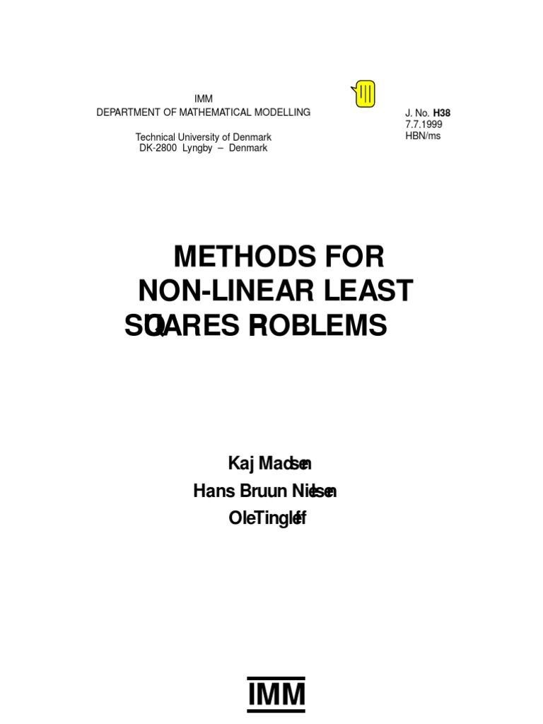 Methods For Non Linear Least Squares Problems 2nd Pdf Computational Science Systems Theory