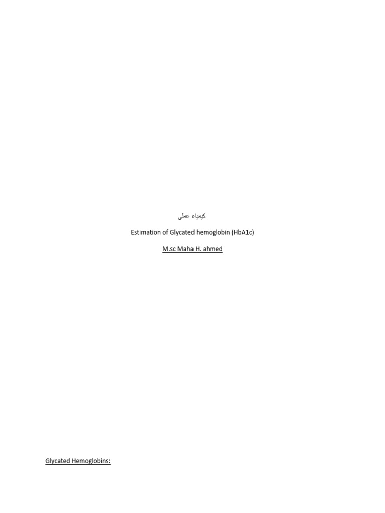Estimating Glycated Hemoglobin (HbA1c) | PDF | Glycated Hemoglobin ...