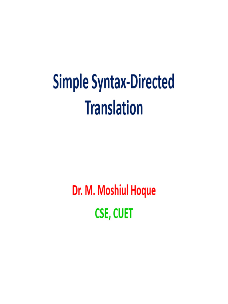 Simple Syntax Directed Translation | PDF | Parsing | Compiler