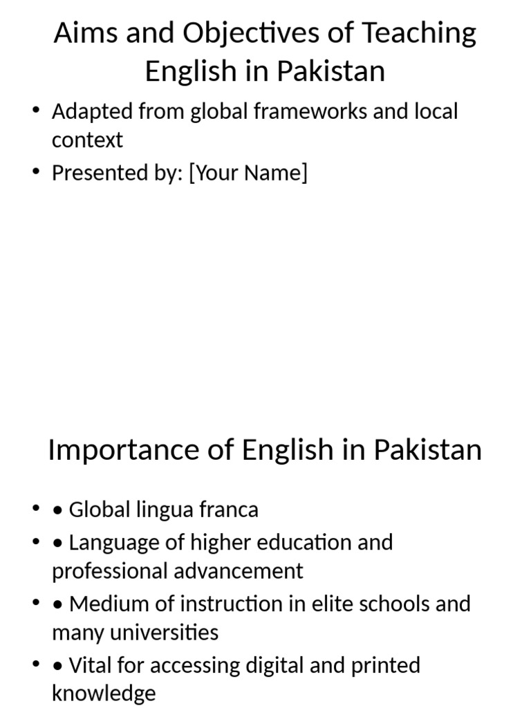 Complete Aims and Objectives English Pakistan | PDF | English Language ...