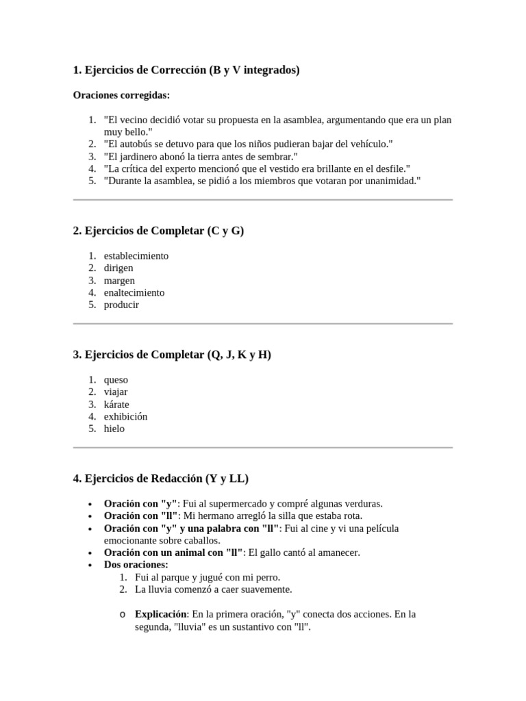 Ejercicios de Ortografía: B y V | PDF | Ortografía