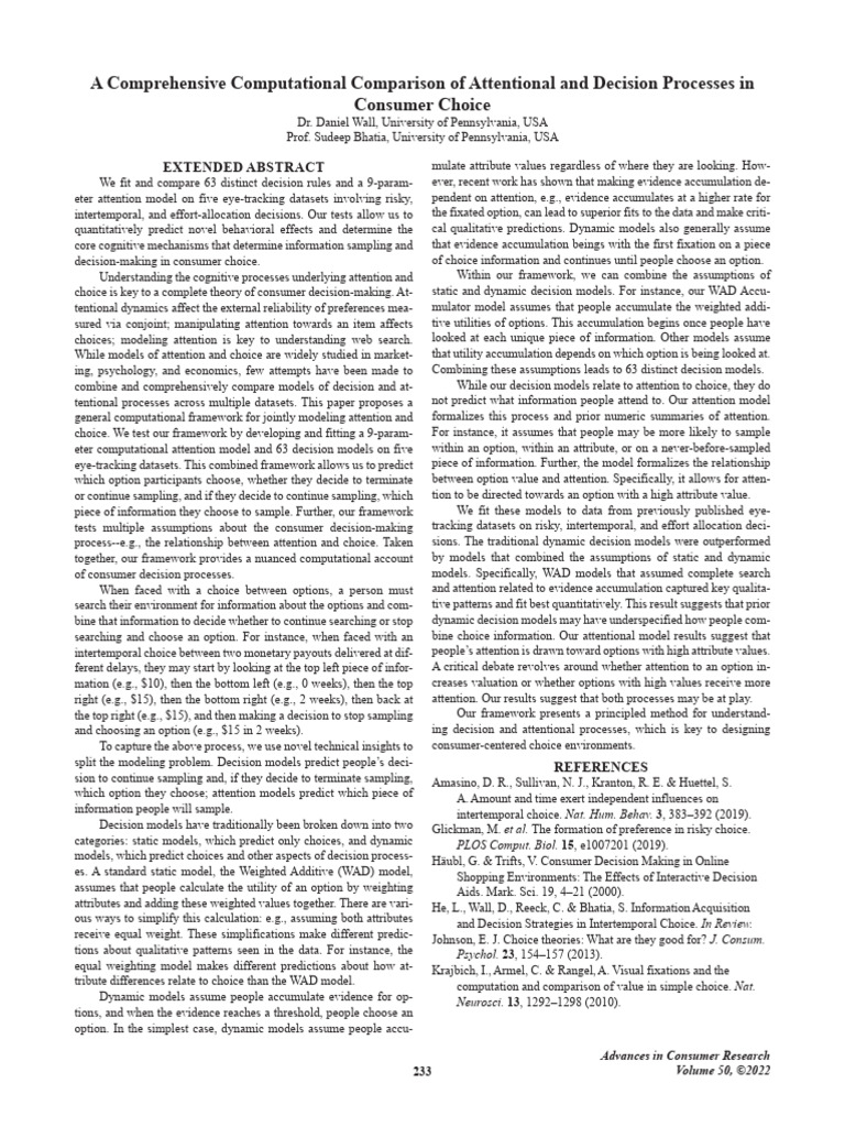 Comparison of Attentional and Decision Processes in | PDF | Attention ...