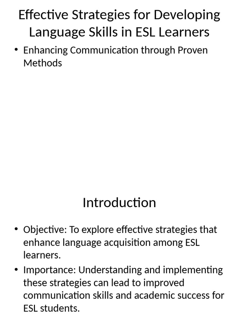 ESL Language Skills Strategies | PDF