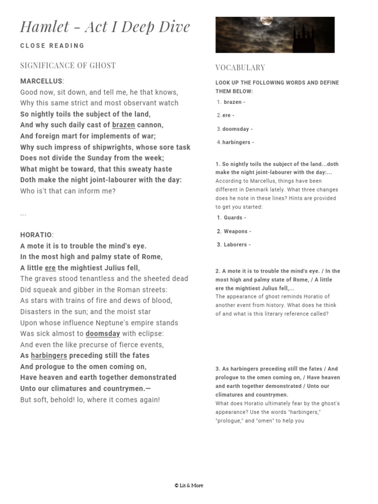 Hamlet Act 1 Deep Dive Student | PDF
