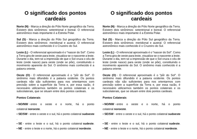 O Significado Dos Pontos Cardeais | PDF | Polo Norte | Terra