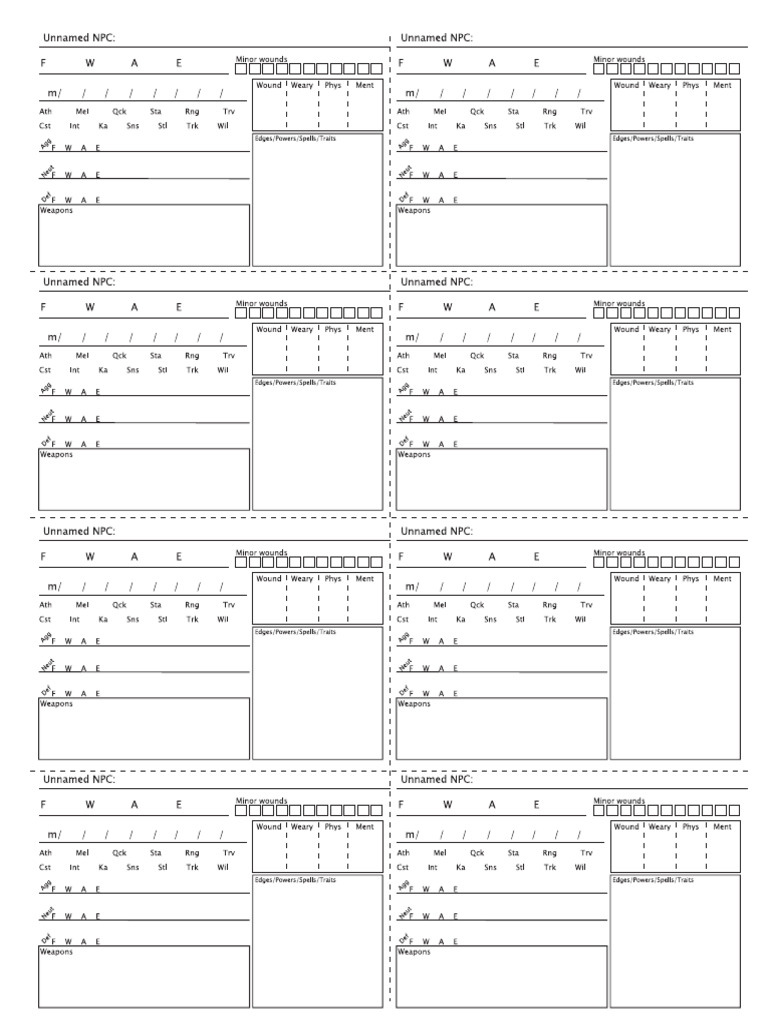 Fireborn NPC Sheet - Unnamed | PDF