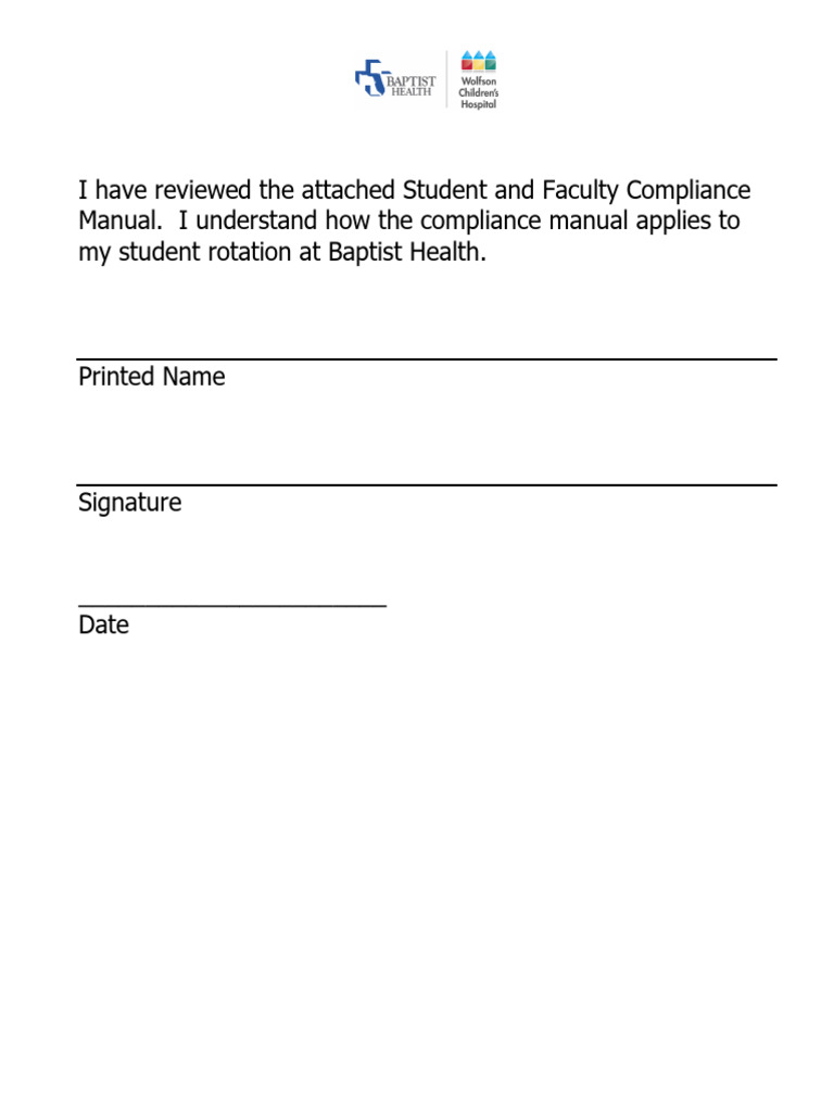 BHS Compliance Manual Attestation Form Updated 2024 | PDF
