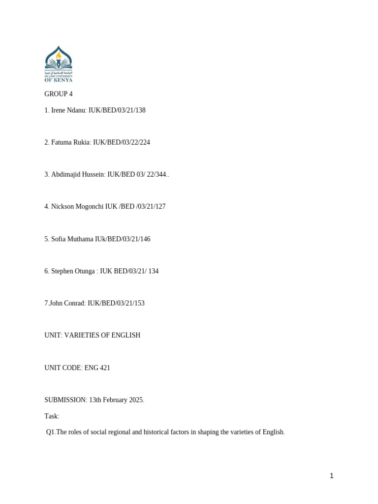 Group 4 Varieties of English | PDF | English Language | Dialect