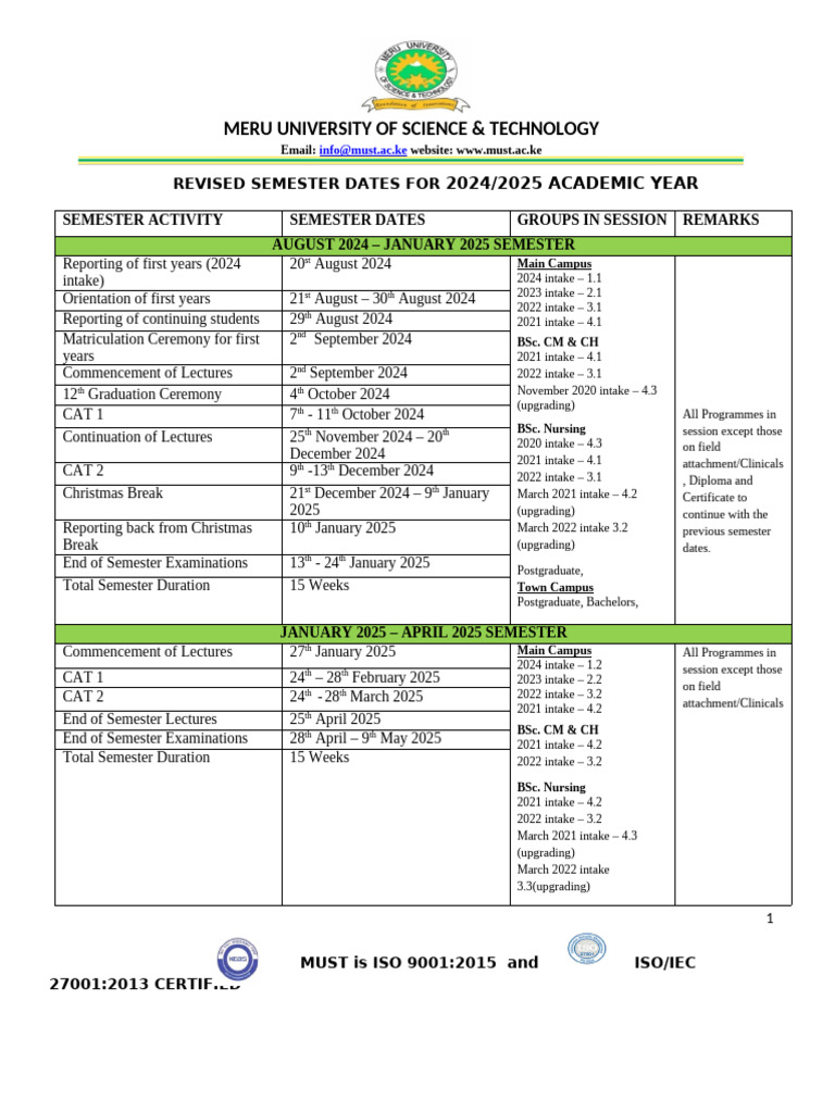 Meru University Academic Calendar 2025 | PDF | Academic Term | Diploma