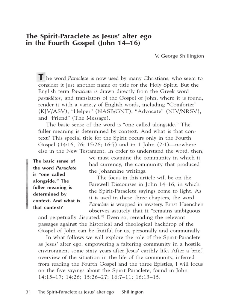 Understanding the Spirit-Paraclete in John | PDF | Gospel Of John | Jesus