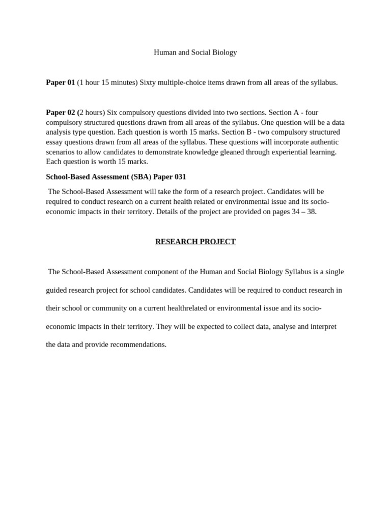 HSB SBA Research Project Guidelines | PDF | Data | Sociology