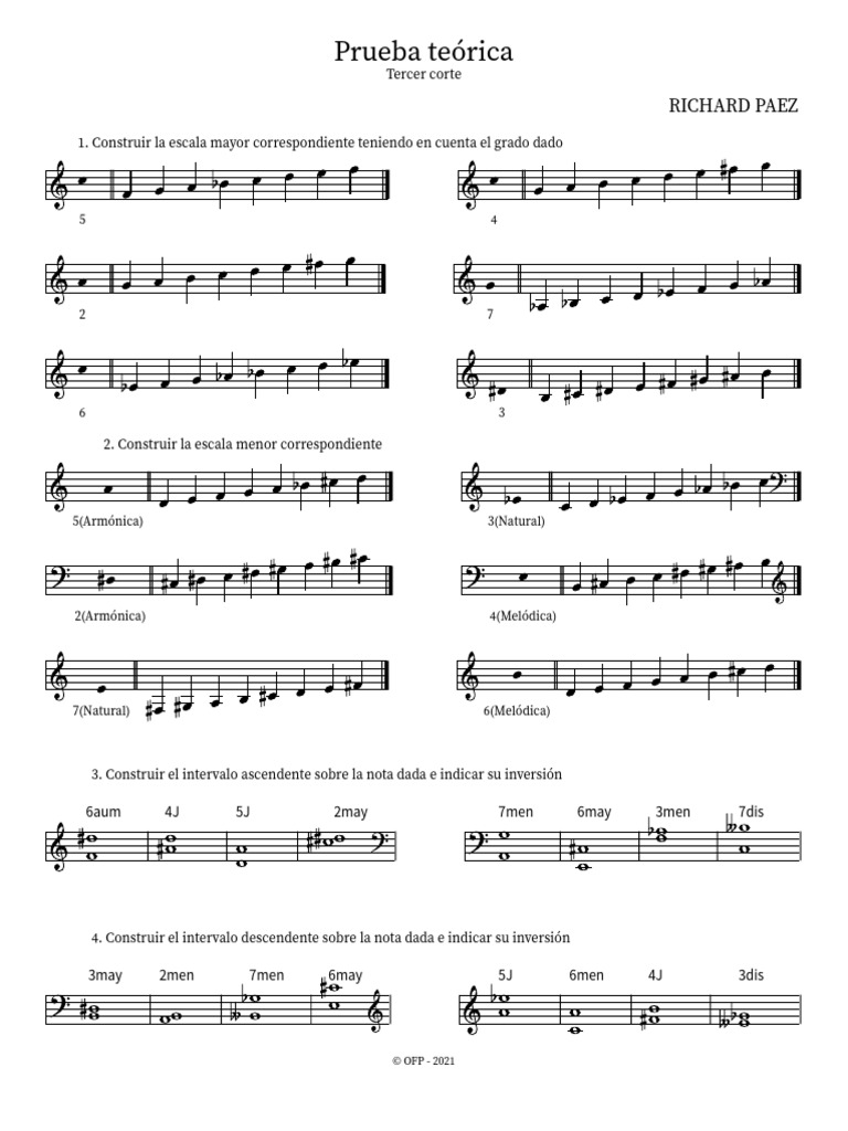 Prueba Teórica | PDF | Escala (música) | Intervalo (música)