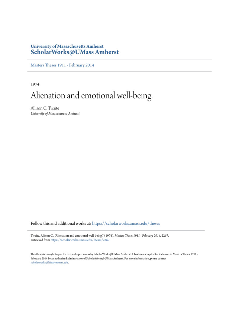 Alienation and Emotional Wellbeing | PDF | Social Alienation | Concept