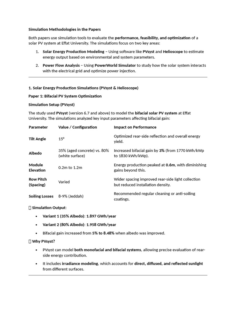 Simulation Methodologies in The Papers | PDF | Photovoltaic System | Photovoltaics