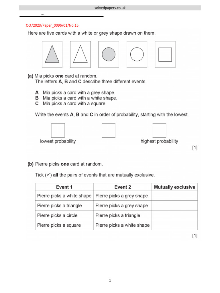 2023-Probability-Checkpoint Primary Math | PDF
