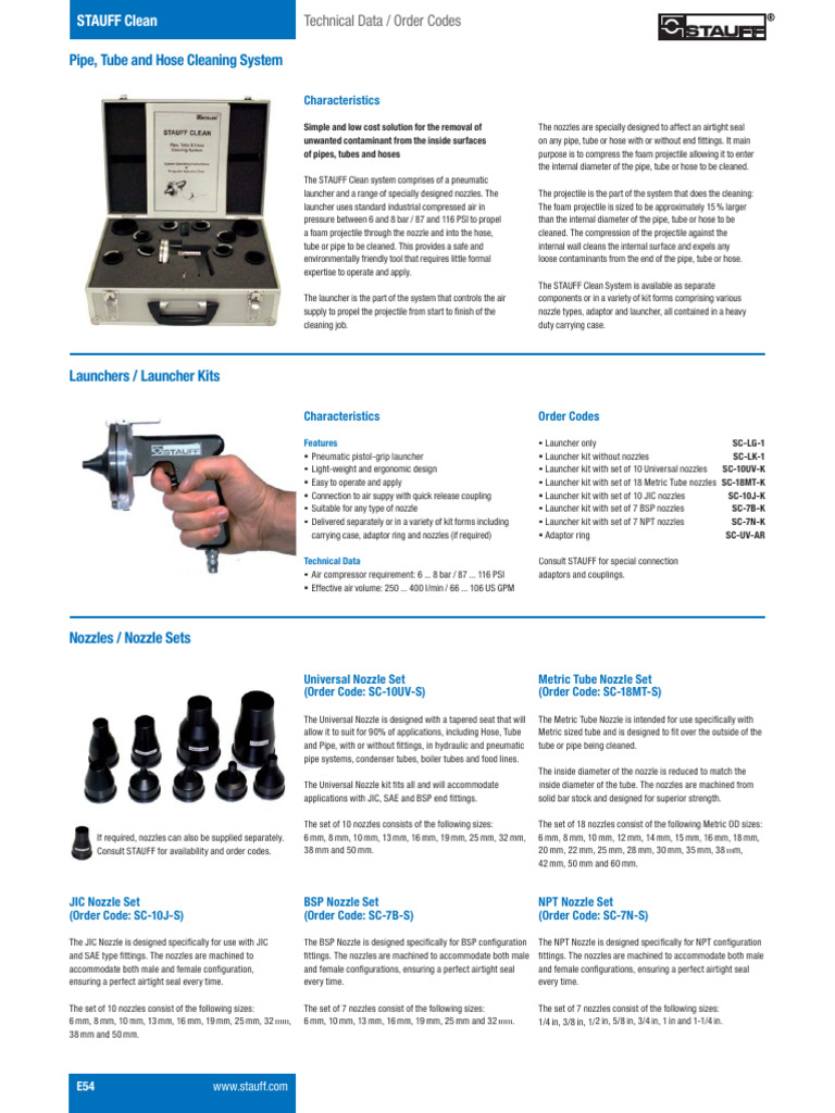 Stauff Hose, Tube, Pipe Cleaning System | PDF | Pipe (Fluid Conveyance ...