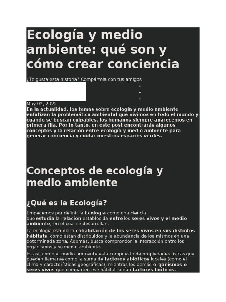 Conciencia sobre Ecología y Medio Ambiente | PDF | Entorno natural ...