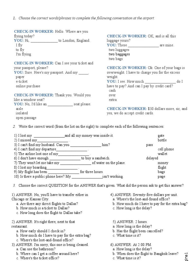 Travel With English 3 | PDF | Baggage | Aviation