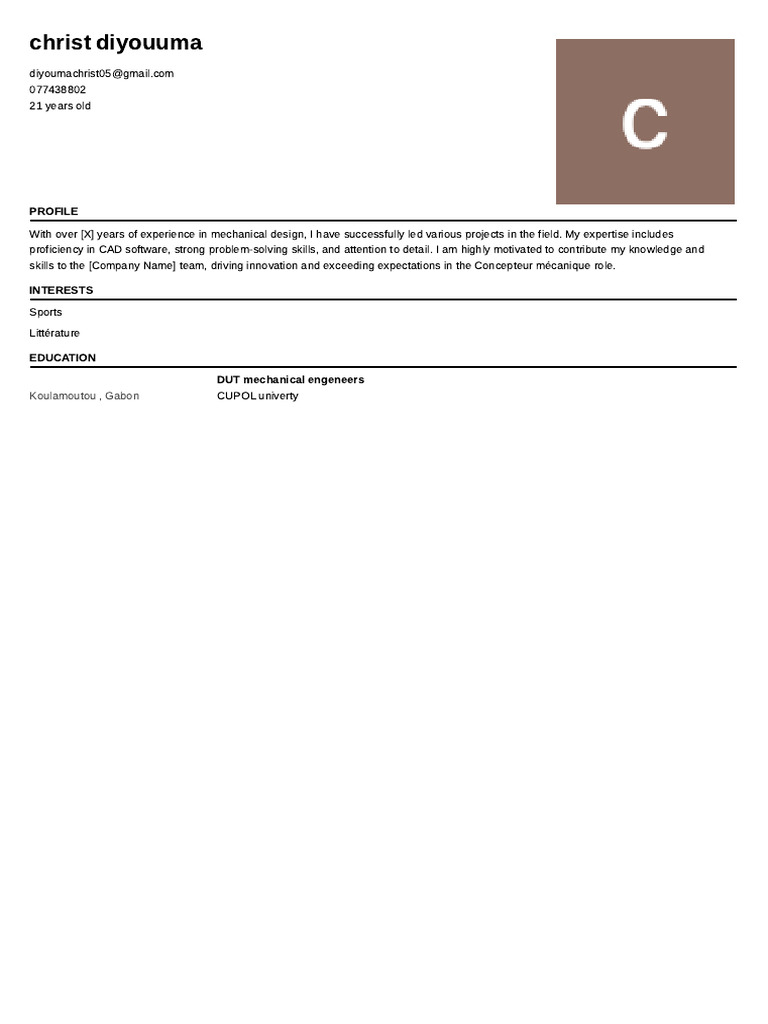 CV Christ Diyouuma | PDF