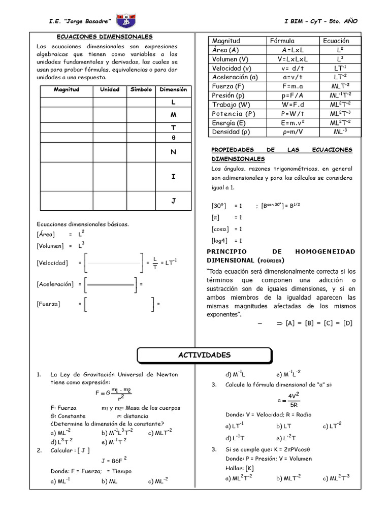 Análisis Dimensional - 2025 | PDF | Fenomeno fisico | Mecánica