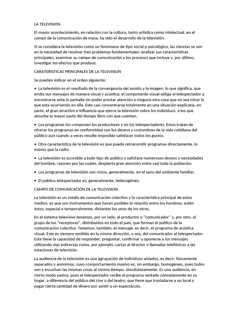 Funciones y Efectos de la Televisión | PDF | Televisión | Comunicación
