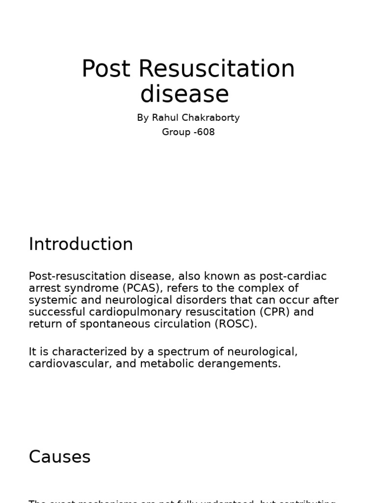 Post Resuscitation Disease 608 Rahul Chakraborty | PDF | Shock ...