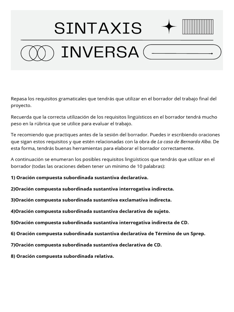 REPASO SINTAXIS INVERSA | PDF