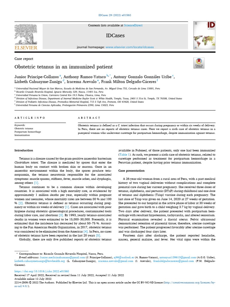 3. Obstetric tetanus in an immunized patient | PDF | Childbirth ...