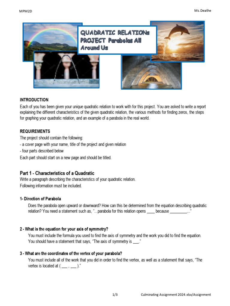 Culminating Assignment 2024 | PDF | Quadratic Equation | Mathematical ...