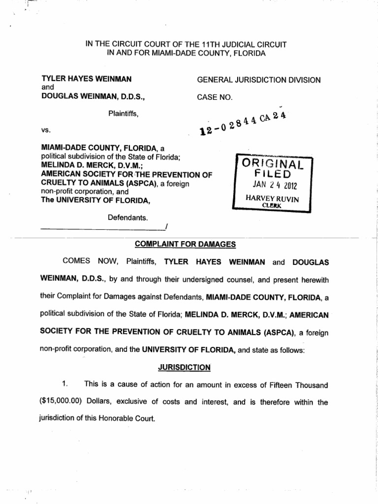 Tyler Weinman Lawsuit Against Miami Dade County | PDF | Foreign ...