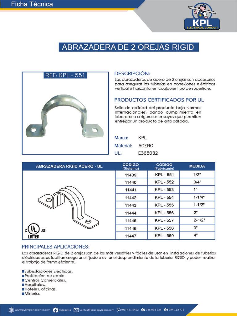 Abrazadera 2 Orejas Rigid KPL | PDF